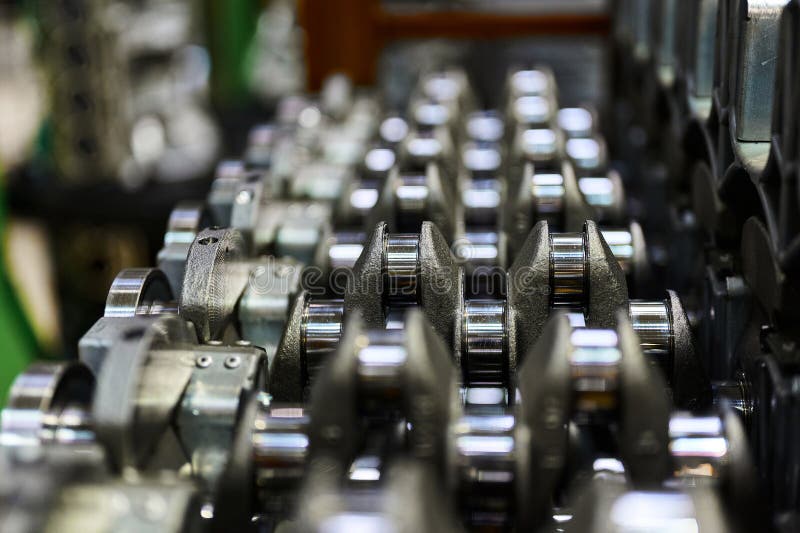 Automotive Engine Assembly Line, Set of Crankshaft Ready To Be ...