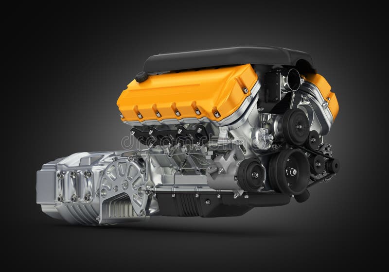 Automotive Engine Gearbox Assembly on Black Gradient Background 3D ...