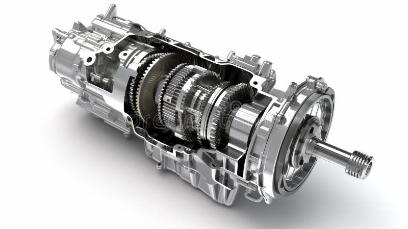 Automotive Engine Gearbox Assembly without Shadow on White Background ...