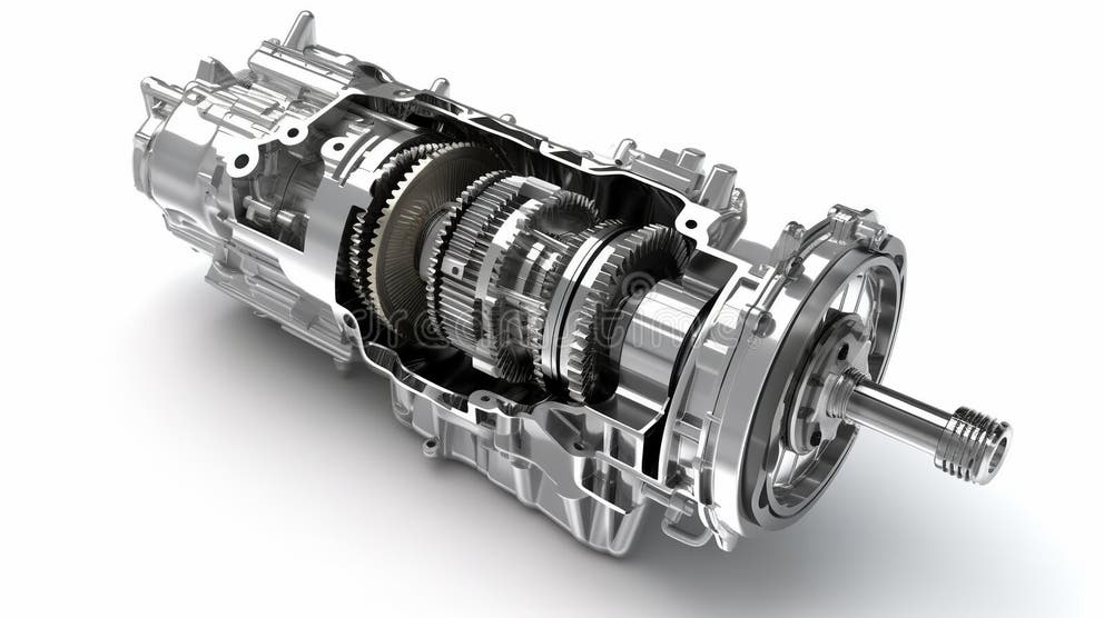 Automotive Engine Gearbox Assembly without Shadow on White Background ...