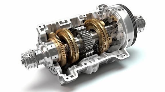 Automotive Engine Gearbox Assembly without Shadow on White Background ...