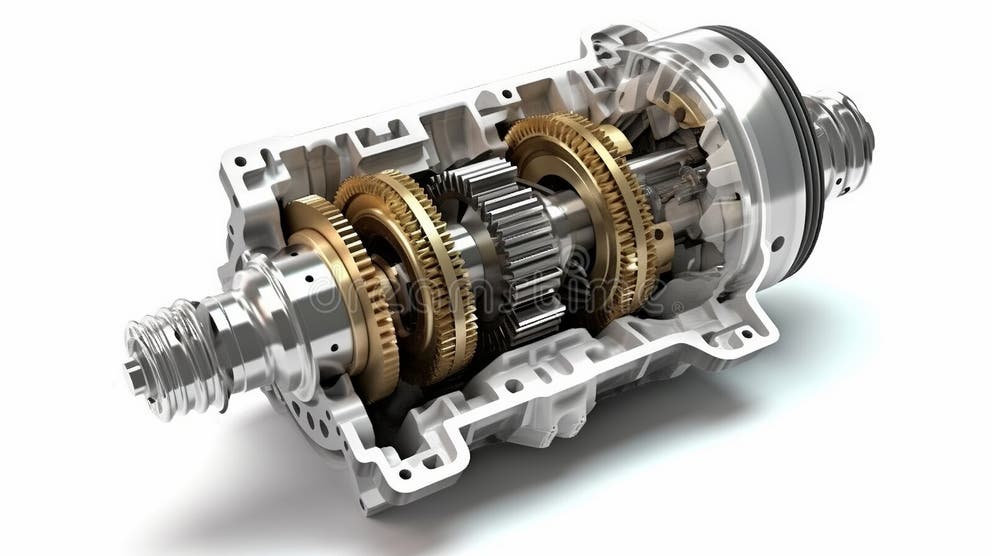 Automotive Engine Gearbox Assembly without Shadow on White Background ...
