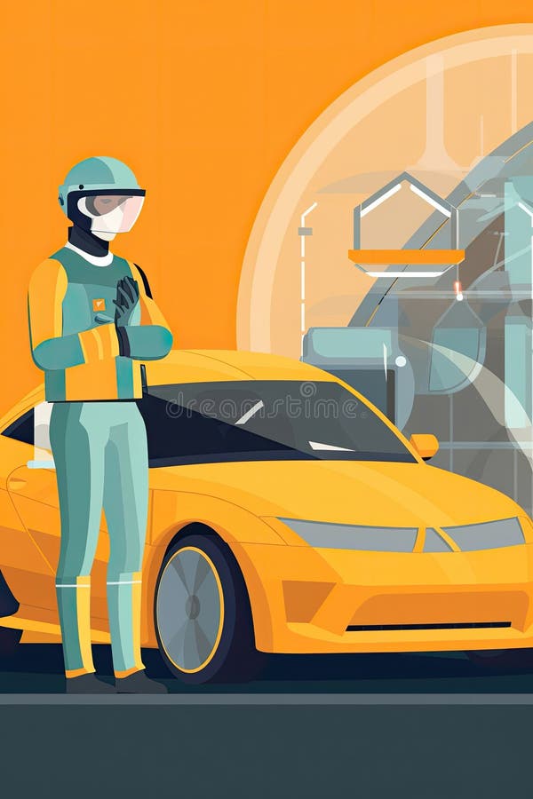 Automotive Engineer Standing Next To a Concept Car, with a Tablet or ...