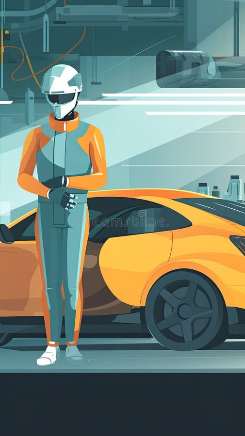 Automotive Engineer Standing Next To a Concept Car, with a Tablet or ...