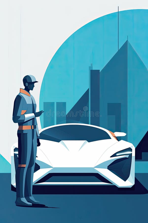 Automotive Engineer Standing Next To a Concept Car, with a Tablet or ...