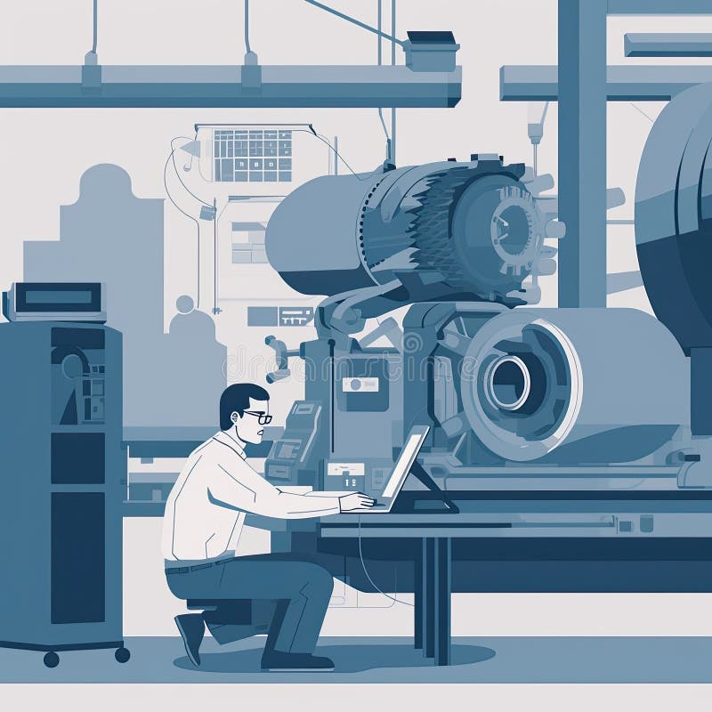 Automotive Engineer Testing a New Engine on a Dynamometer, Measuring ...