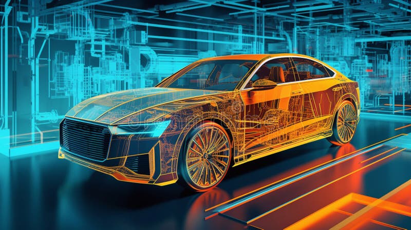 Automotive Engineer Uses Digital Tablet with Augmented Reality for Car ...