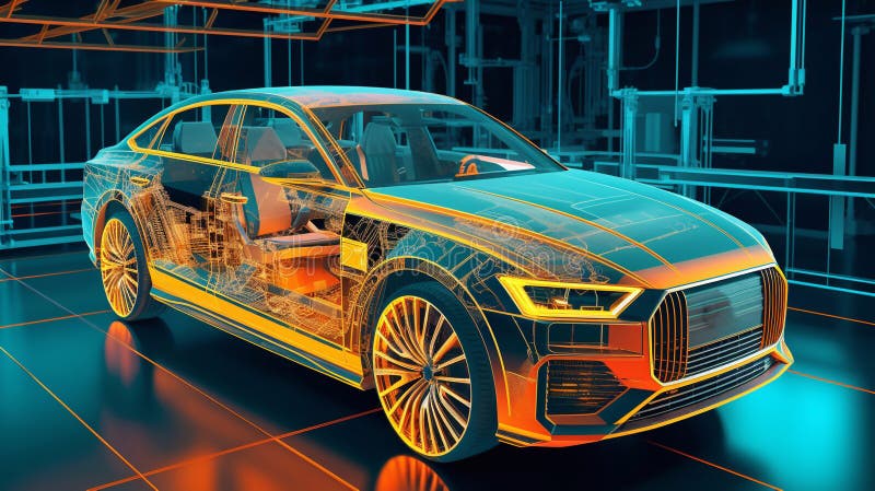 Automotive Engineer Uses Digital Tablet with Augmented Reality for Car ...