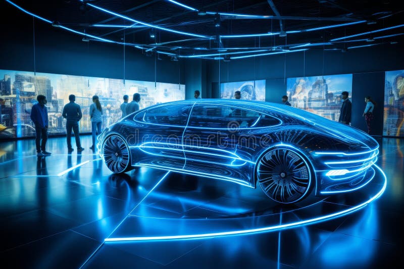 Automotive Engineer Using Advanced Technology at Futuristic Assembly ...