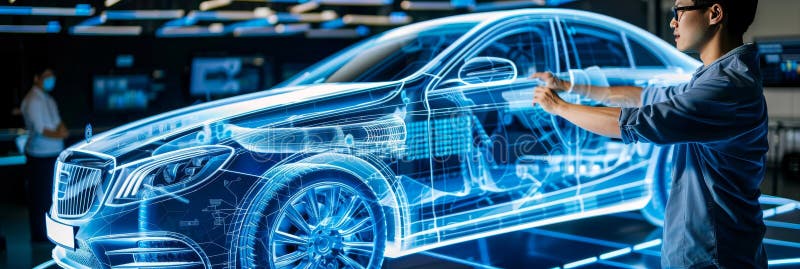 Automotive Engineer Using Ai System To Design Smart Electric Car on ...