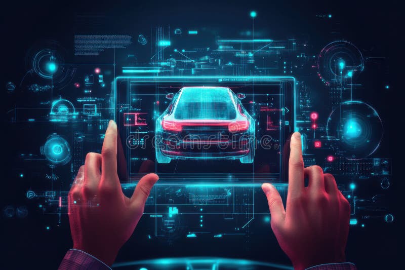 Engineer Interacting with Futuristic Holographic Interface Analyzing ...