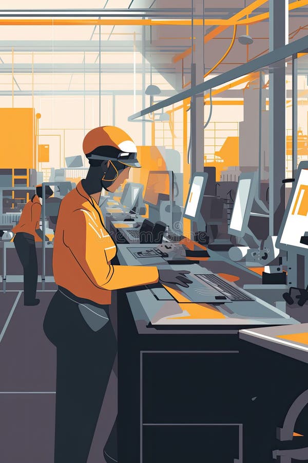 Automotive Engineer Working on a Production Line, Overseeing the ...