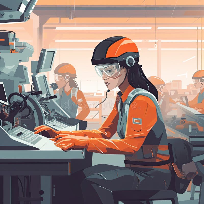 Automotive Engineer Working on a Production Line, Overseeing the ...