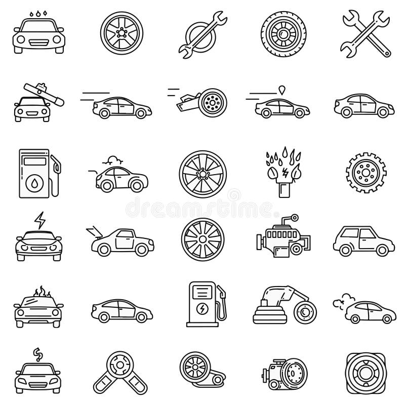 Automotive icon set stock vector. Illustration of transport - 367927071
