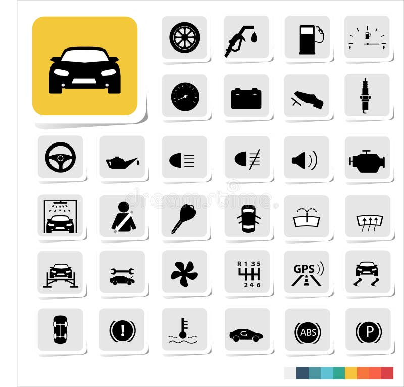 Automotive icon set stock illustration. Illustration of black - 39838379