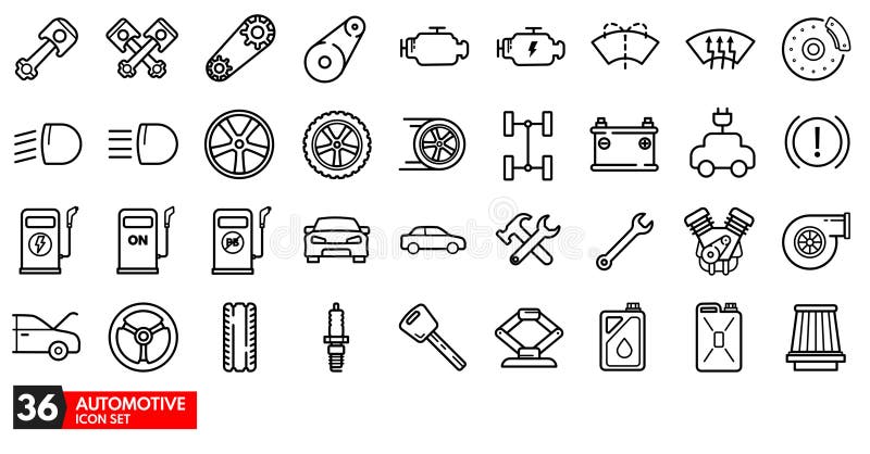 Automotive icon set, stock vector. Illustration of tool - 347664273