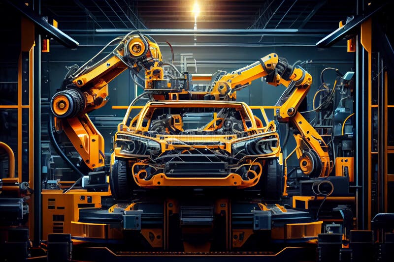 Automotive Industry with Assembly Line Conveyors.generative Ai Stock ...