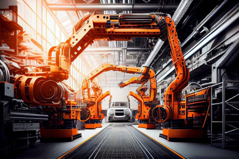 Automotive Industry with Assembly Line Conveyors.generative Ai Stock ...