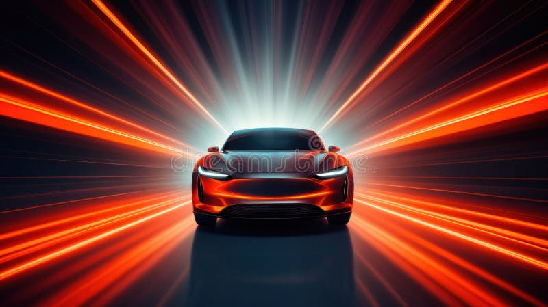 Automotive Innovation and Technology Concepts. EV Car with Motion ...