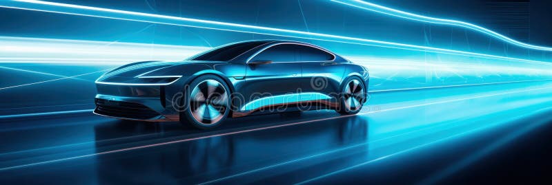 Automotive Innovation and Technology Concepts. EV Car with Motion ...
