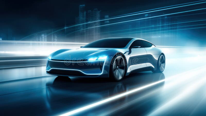 Automotive Innovation and Technology Concepts. EV Car with Motion ...