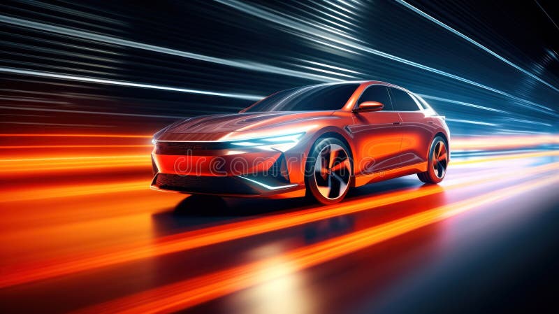 Automotive Innovation and Technology Concepts. EV Car with Motion ...