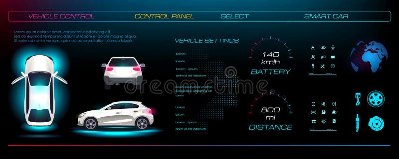 Automotive Interface. Smart Car with Instrument Settings and Navigation ...