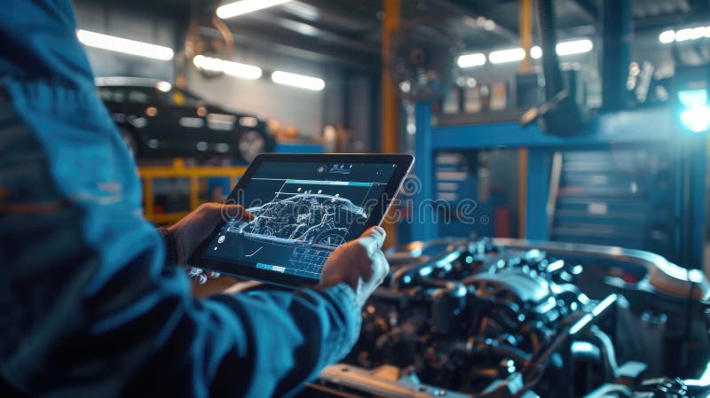 Automotive Mechanic Using Augmented Reality Diagnostics Software To ...
