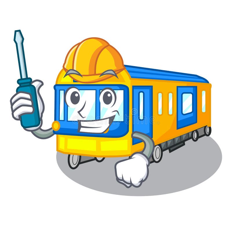 Automotive Miniature Subway Train Cartoon Above Table Stock Vector ...