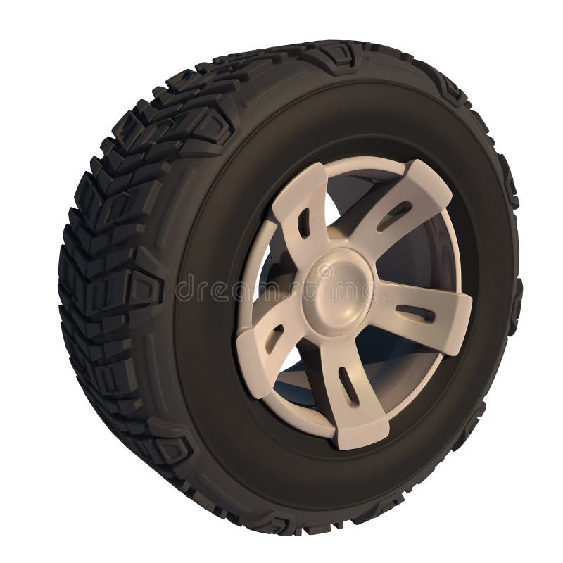 Off-road Wheel Isolated on White Background. 3D Illustration Stock ...