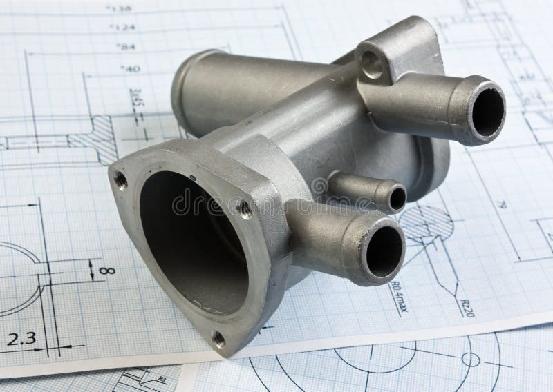 Automotive Parts and Drawing Stock Image - Image of engineer, technical ...