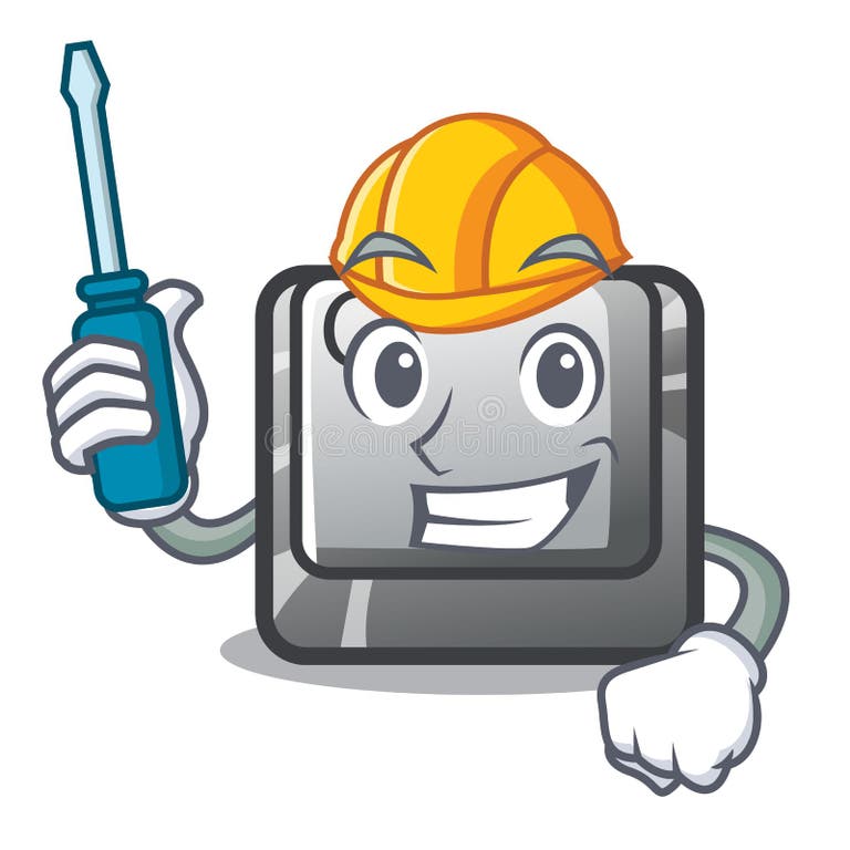 Automotive Q Button Installed on Cartoon Computer Stock Vector ...