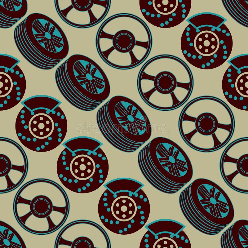 Automotive Seamless Pattern with Brake Discs and Wheel. Stock Vector ...