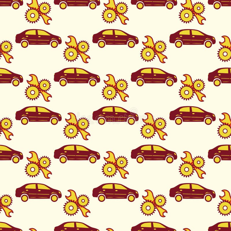 Automotive Seamless Pattern with Brake Discs and Wheel. Stock Vector ...