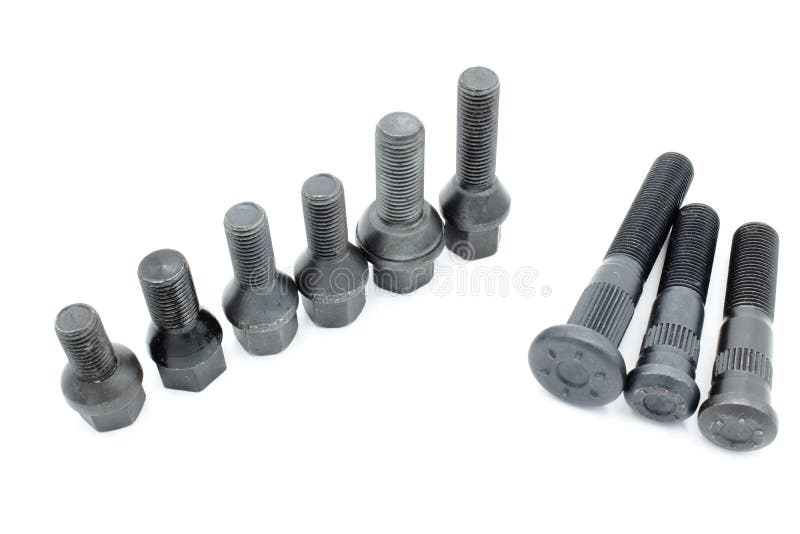 Automotive Stud of Different Sizes and Measures on a White Background ...