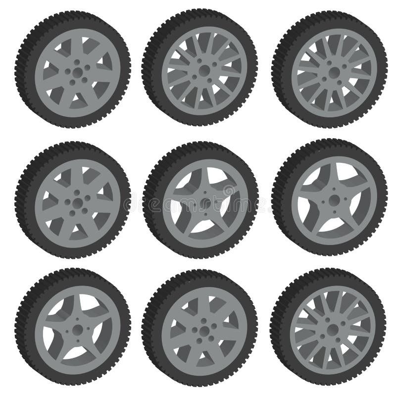 Automotive Wheel with Alloy Wheels. Vector Stock Photo - Image of easy ...
