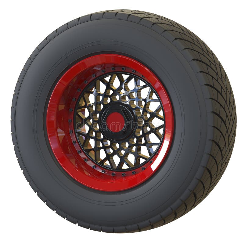 Automotive Wheel Isolated on White. 3D Render Stock Illustration ...