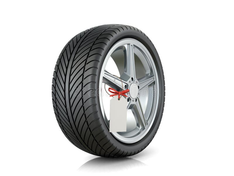 Automotive Wheel with a Tag Stock Photo - Image of advert, advertising ...