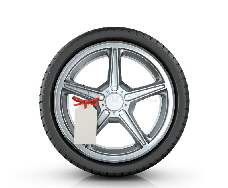 Automotive Wheel with a Tag Stock Illustration - Illustration of icon ...