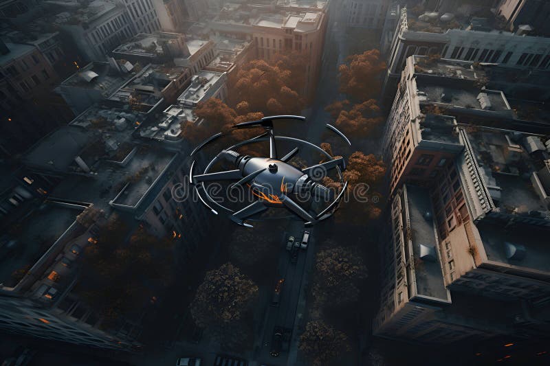 An Autonomous Aircraft Flying through the City, a Drone, Generative AI ...