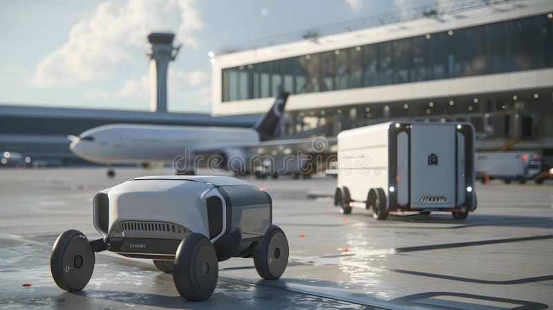 Autonomous Airport Logistics Technology Stock Illustration ...