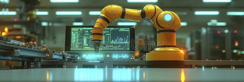 Autonomous Arm Orchestrates Digital Assembly Line Tasks Stock ...