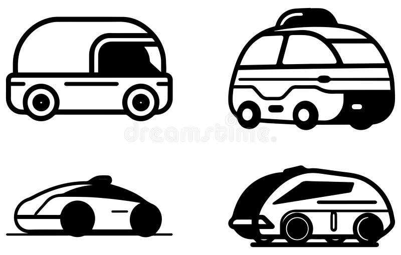 Autonomous Automobile Linear Icon. Self Driving Car Vector Concept ...