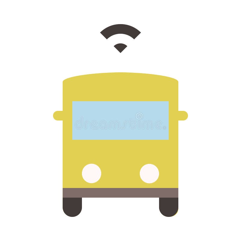 Autonomous Bus - School Bus - Flat Colored Icon - Yellow Stock Vector ...