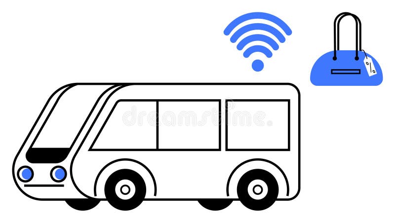 Autonomous Bus with Wireless Connectivity and Passengers Handbag ...