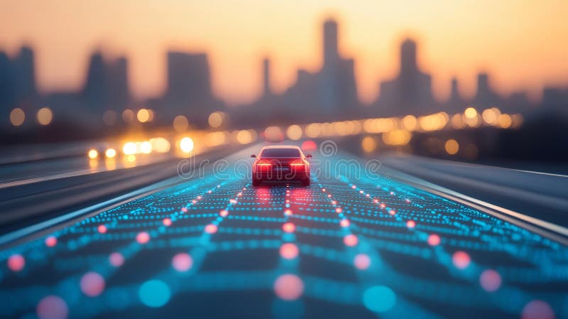 Autonomous Car, City Street, Network Grid Overlay, Transportation ...