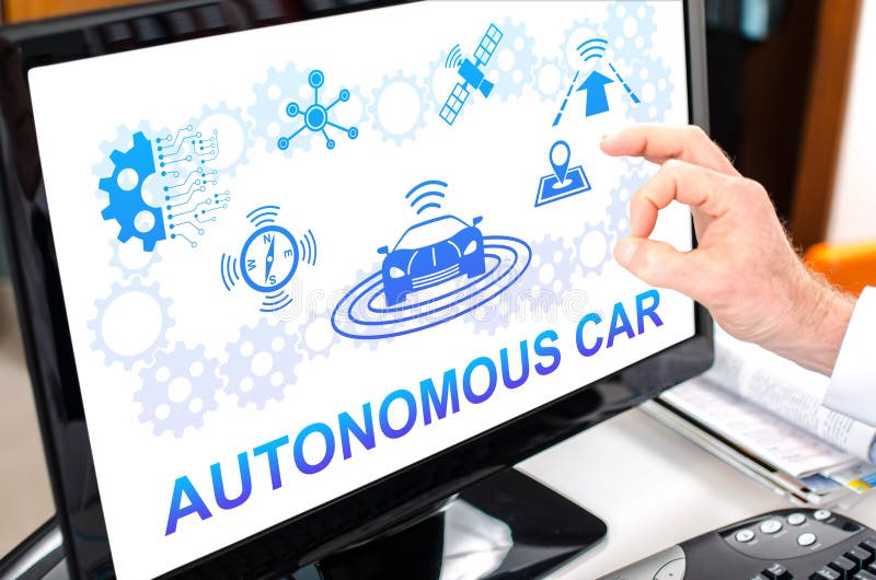 Autonomous Car Concept on a Computer Monitor Stock Photo - Image of ...