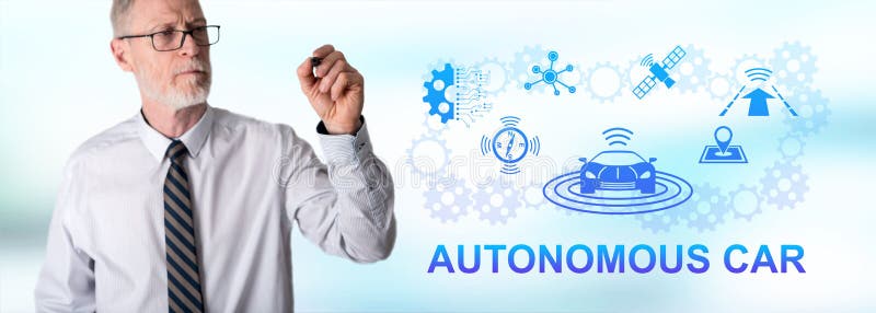Businessman Drawing Autonomous Car Concept Stock Image - Image of ...