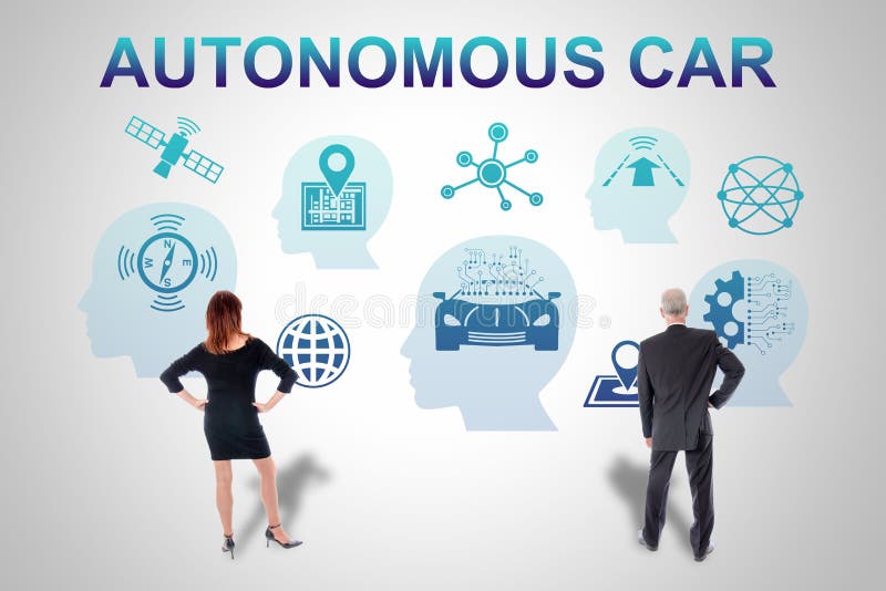 Autonomous Car Concept Watched by Business People Stock Image - Image ...