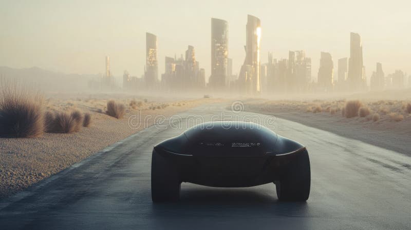 Autonomous Car on Empty Road, Showcasing Advanced Robotics and Design ...